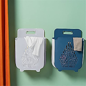 High Capacity Wall-Mounted Collapsible Laundry Basket - Household Storage Basket Punch-free Storage Bins with handle Space-Saving for Organizing Home, Clothes, Towels and Toy, Laundry Room (White)