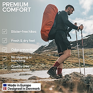 DANISH ENURANCE Premium Outdoor Hiking Socks, Merino Wool, Men & Women, 2 Pack, Multicolor (1 x navy, 1 x grey), US Women 11-13 // US Men 9.5-12.5