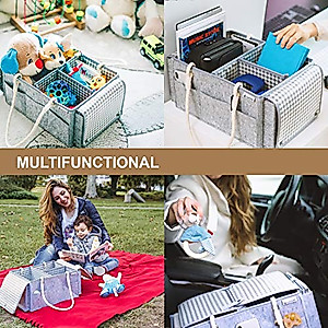 Panda BéBé Premium Travel Diaper Caddy Organizer Bag with Cotton Rope Handles, Portable and Lightweight Tote with Privacy Lids, Large Compartments, Spacious Pockets, Waterproof Base & Lining