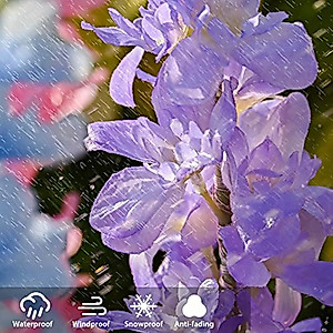 TERESA'S COLLECTIONS Solar Flower Garden Lights Violet Solar Stakes, Decorative Pathway Light Outdoor Waterproof for Flowerbed Yard Patio Wedding Decorations, 30 Inch Tall (4 Pack)