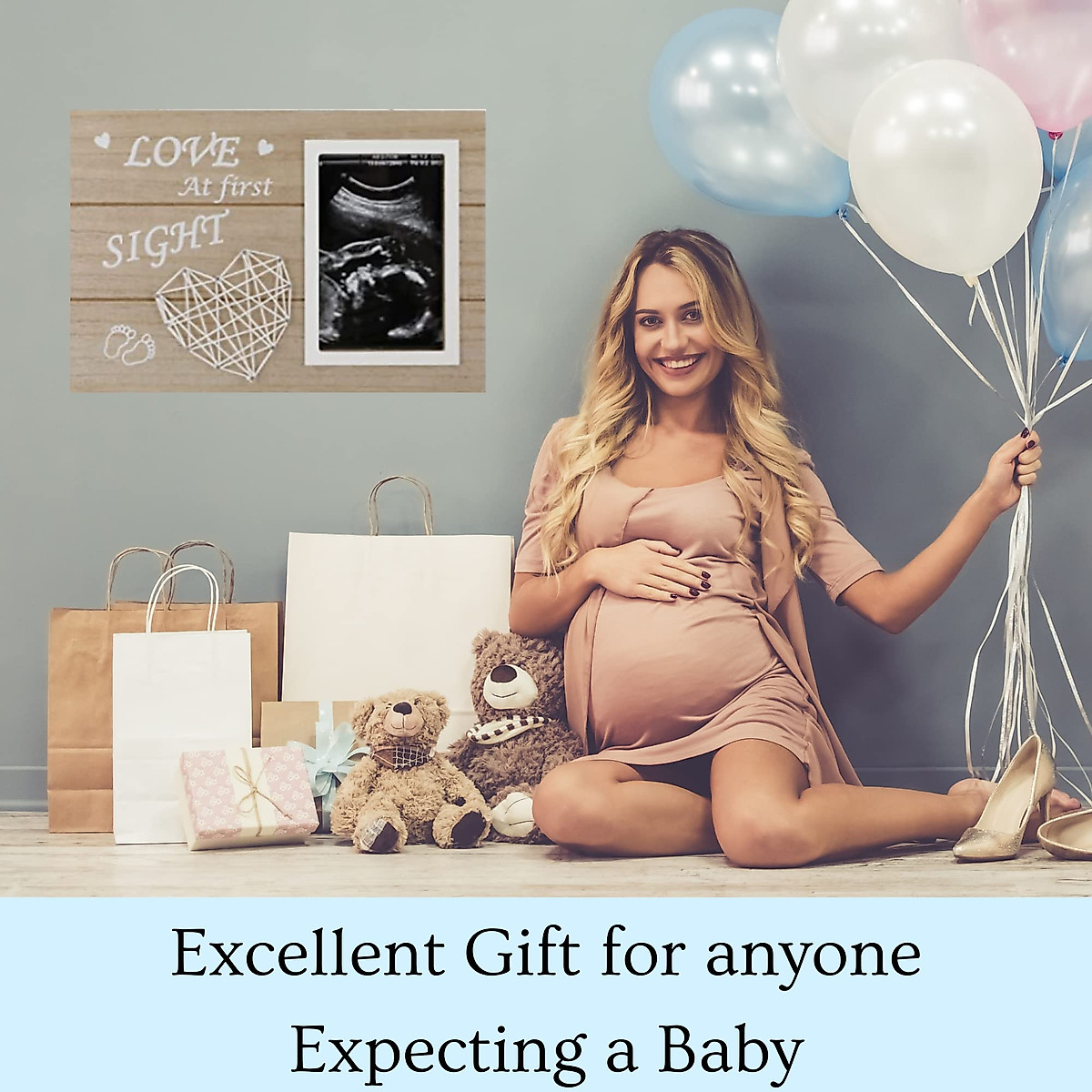 Sonogram Picture Frame - First Time Parents Gifts - Keepsake Baby Ultrasound Frame - Expecting Parents Gift - Baby Shower - Love at First Sight - Pregnancy Gifts For First Time Moms – Nursery Decor