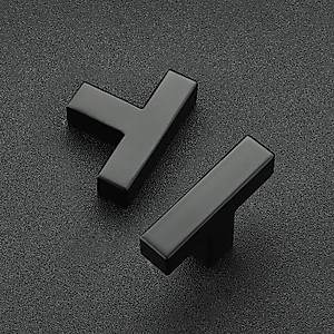 Ravinte 5 Pack Black Square Bar Cabinet Knobs 2 Inch Square Cabinet Pulls Matte Black Single Hole Kitchen Cabinet Handles