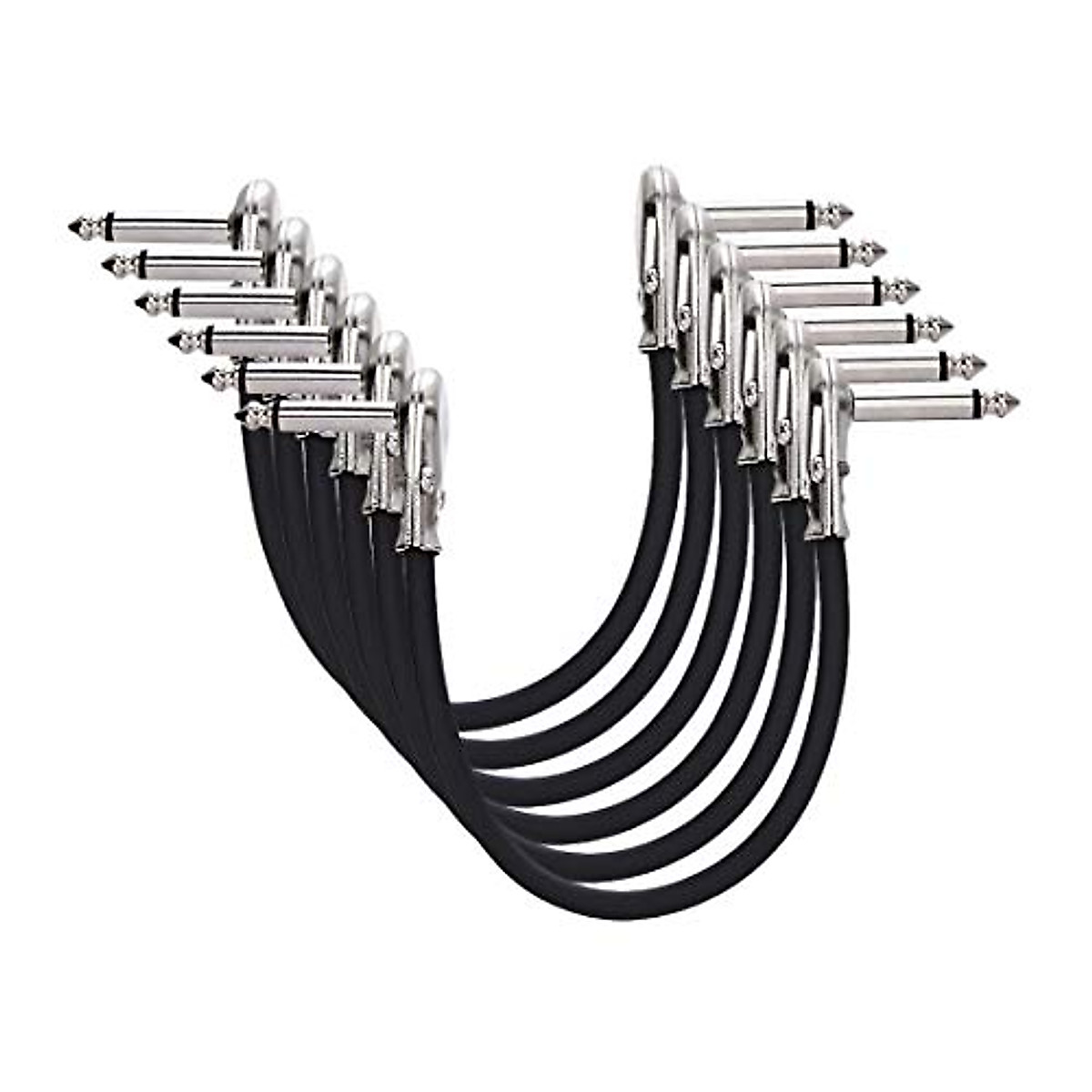 Amazon Basics 1/4 Inch Guitar Patch Auxiliary Cable, 6 Inch, 6-Pack, Black