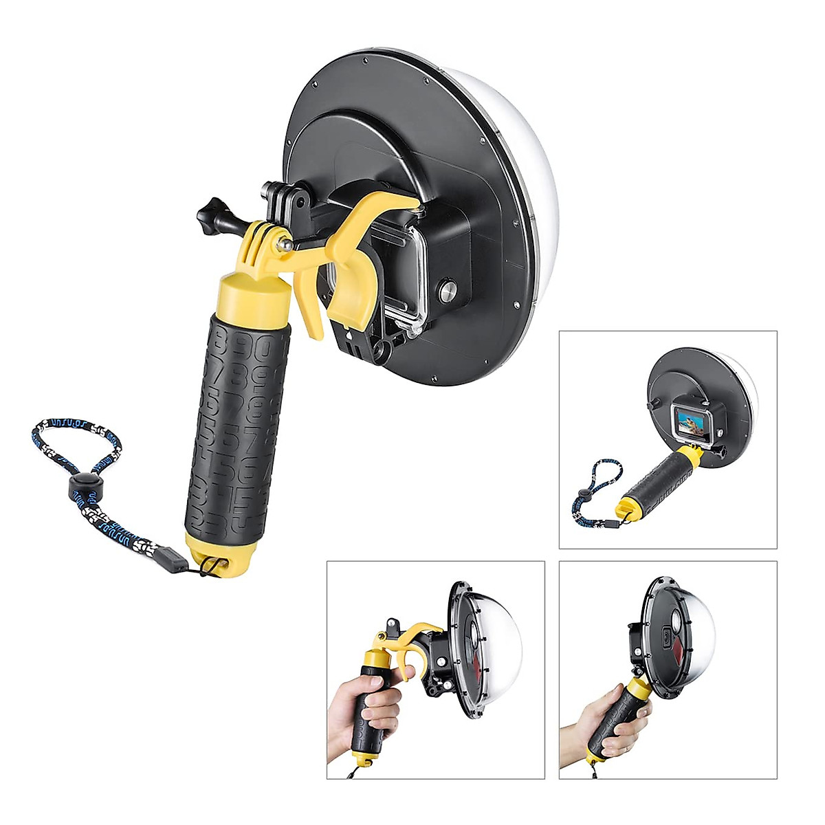 SOONSUN Waterproof Dome Port for GoPro Hero 5 Black Hero 6 Black Hero 7 Black Hero (2018) Camera, Underwater Dome Housing with Filters for GoPro Hero 5 6 7 Black, Built-in Red and 10x Close-up Filters