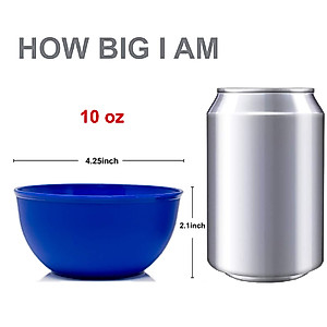 Youngever 9 Pack 10 Ounce Plastic Bowls, Kids Plastic Bowls, Set of 9 (9 Rainbow Colors)