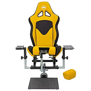 SimFab Modular Flight Simulator Cockpit For Combat Simulation. DCS Edition. Compatible With Thrustmaster Warthog, WinWing, VirPil, VKB And Alike Controls. Upgradable To General Aviation, Space Sim Or Sim Racing. (yellow seat)