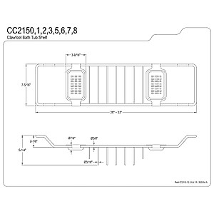 Kingston Brass CC2152 Vintage Bathtub Caddy Tray, 26" to 33" Adjustable Length, Polished Brass