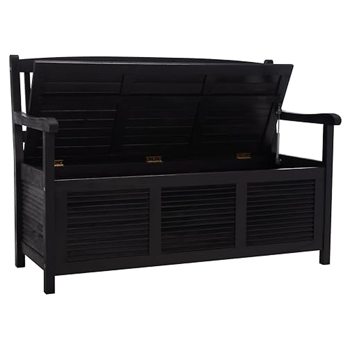 SAFAVIEH Outdoor Collection Brisbane Black Acacia Wood Storage Bench