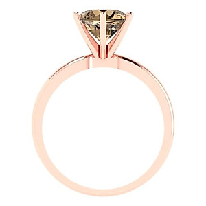 Clara Pucci 2.0ct Round Cut Solitaire Champagne Simulated Diamond 6 Prong Engagement Bridal Anniversary Ring in 18K rose Gold 3.5