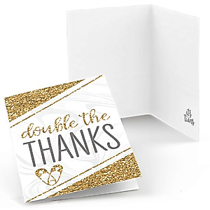 Big Dot of Happiness It's Twins - Gold Twins Baby Shower Thank You Cards (8 count)