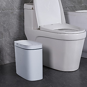 Sooyee 14 litres Bathroom Trash Can with lid,3.6 Gallon Automatic Trash Can,Touchless Trash Can or Kick for Kitchen,Office,Bedroom,Bathroom,Living Room,Black