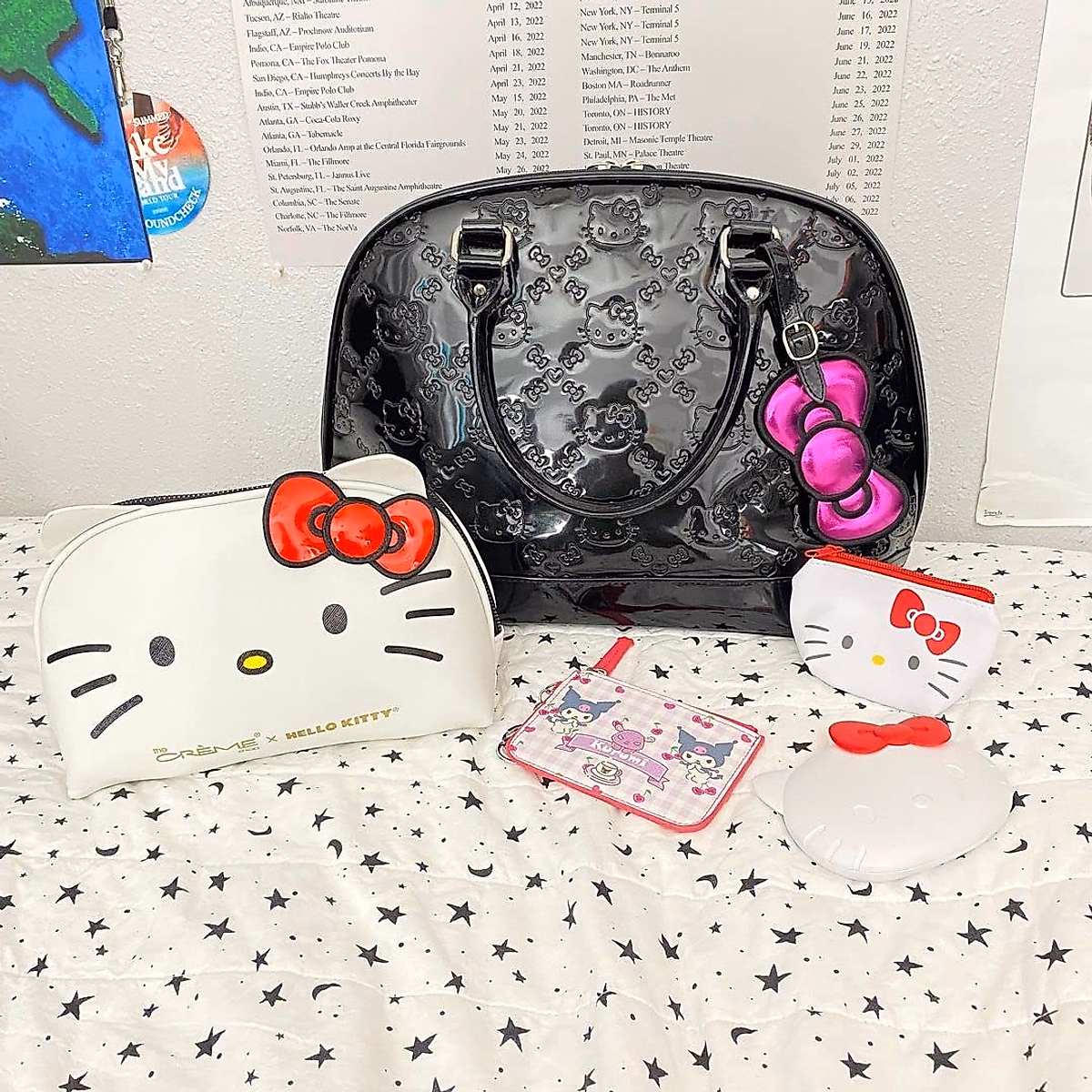 Impressions Vanity Hello Kitty Kawaii Compact Mirror with Touch Sensor Switch for Purse, LED Makeup Mirror with 2X Magnifying Top and Adjustable Brightness (White)