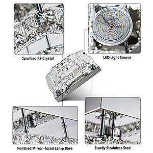 LED Crystal Chandelier Kitchen Ceiling Lights Crystal Flush Mount Ceiling Light Bedroom Chandelier Small Crystal Ceiling Light Fixture Modern Chandelier for Hallway Bathroom Chandelier Light,6000K