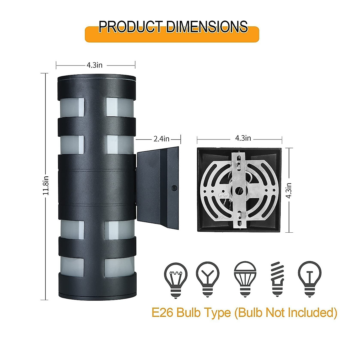 MUUTOON Outdoor Wall Sconce Modern Porch Wall Lights Exterior Light Fixture Waterproof Wall Mounted Wall Lamp Suitable for Garden, Terrace, Courtyard