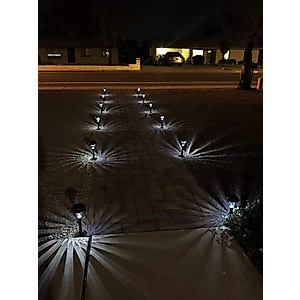 Enchanted Spaces Gray Solar Path Light, Set of 6, with Glass Lens, Metal Ground Stake, and Extra-Bright LED for Garden, Lawn, Patio, Yard, Walkway, Driveway