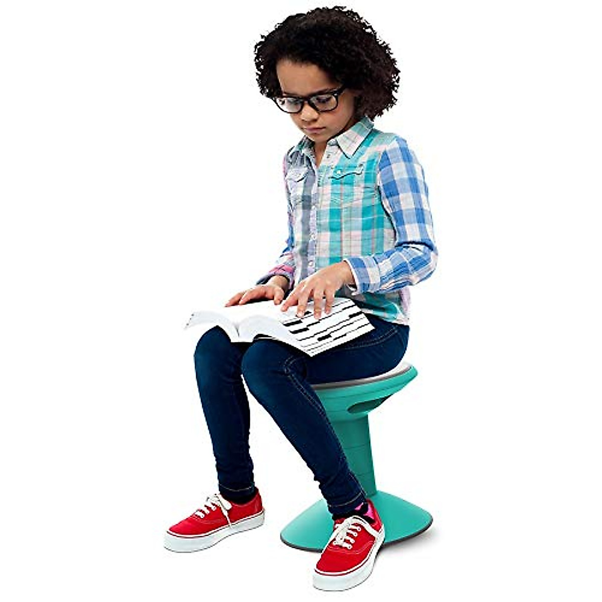 Storex Wiggle Stool – Active Flexible Seating for Classroom and Home Study, Adjustable 12-18 Inch Height, Teal (00306U01C)