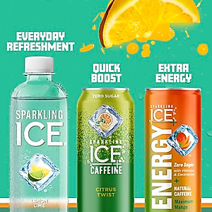 Sparkling Ice, Lemon Lime Sparkling Water, Zero Sugar Flavored Water, with Vitamins and Antioxidants, Low Calorie Beverage, 17 Fl Oz (Pack of 12)