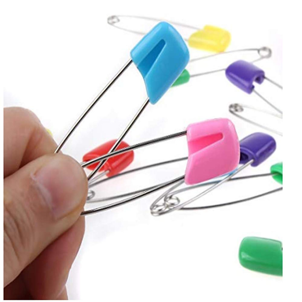 Baby bells 120 Pcs Diaper Pins - Sturdy, Stainless Steel Diaper Nappy Pins with Safe Locking Closures - Use for Special Events, Crafts or Colorful Laundry Pins