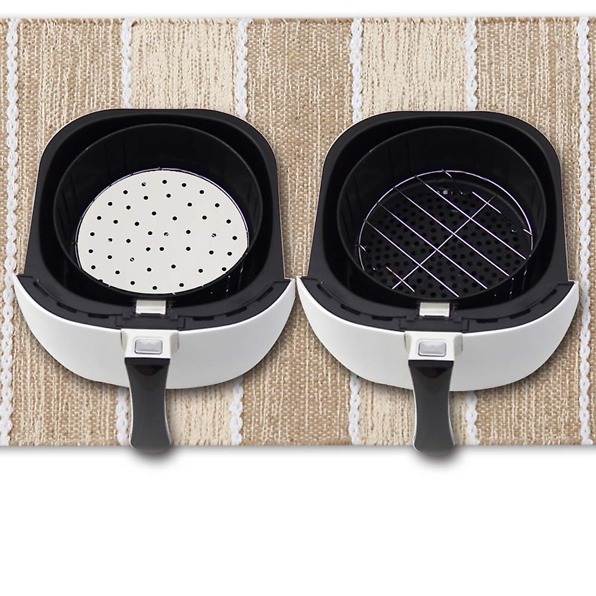 Air Fryer Liners - 7" 8.5" 9"10" Parchment Paper Bamboo Steamer liners Perforated Anti-stick Waterproof 100% Pure Raw Wood Pulp by EBIGIC