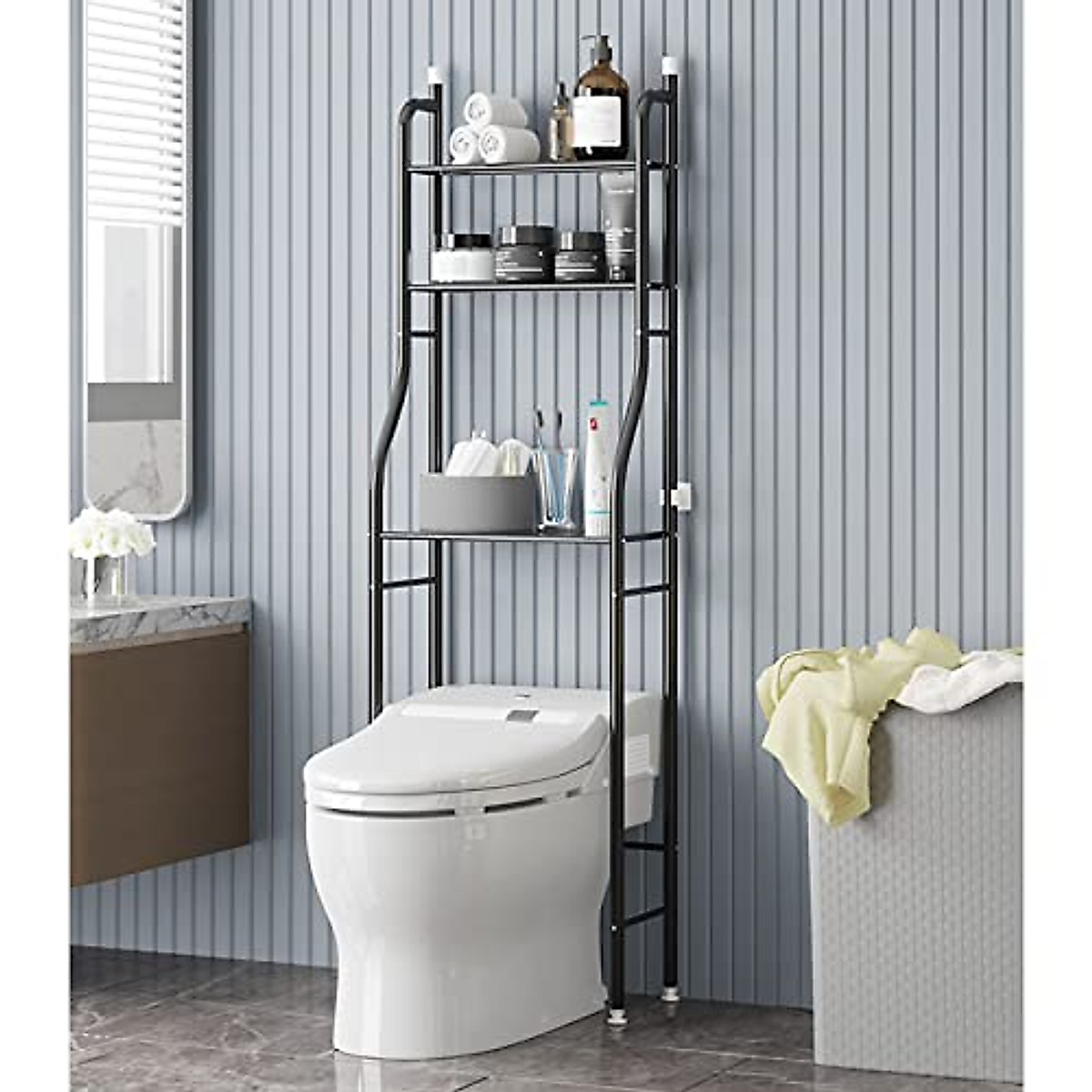 Hokcus Multi-Functional Shelf Washer Storage Frames for Over Toilet Bathroom Space Saver 3-Tier Storage Rack,Simple Stylish Organizer,Standing Unit for Above Washinghine Easy to As