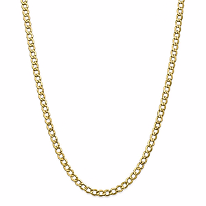 10k Yellow Gold 5.25mm Curb Cuban Link Chain Necklace - with Secure Lobster Lock Clasp 18"