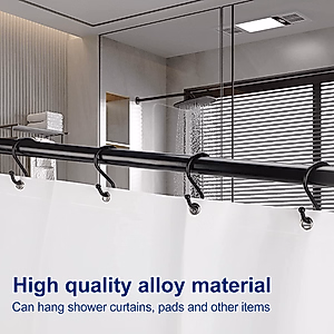 24 pcs Black Shower Curtain Hooks,Shower Curtain Rings, S Shower Hooks for Bathroom Curtains,Clothing, Towels, etc