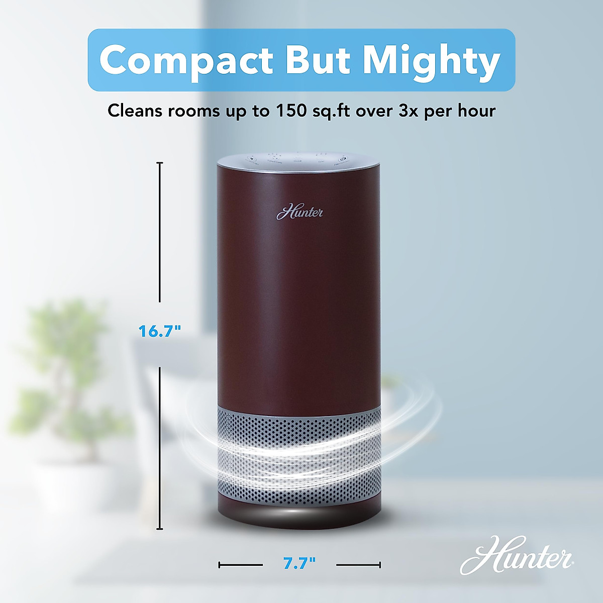 Hunter Fan Company HP450UV True HEPA UVC Light Technology Air Purifier, Small, Black