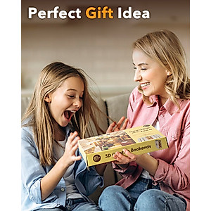 Rowood Book Nook Kits for Adults Bookshelf Insert Decor Alley 3D Wooden Puzzle Bookend DIY Craft Kits for Adults with LED Light - Sunshine Town