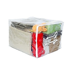Clear Vinyl Zippered Storage Bags 15 x 18 x 12 Inch with Rope Handle 10-Pack