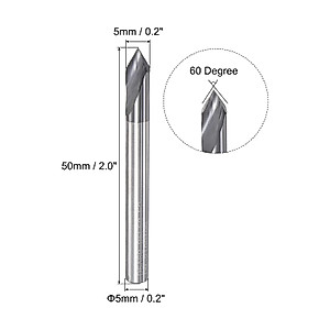 uxcell Spotting Drill Bits 5mm Dia 5mm Shank 60 Degree Solid Carbide AlTiSin Coated 2 Flutes Round Shank Drilling Cutter