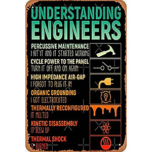 Vintage Understanding Engineers Poster Metal Sign Retro Home Decorative Vintage Tin Sign 12 x 8 Inch