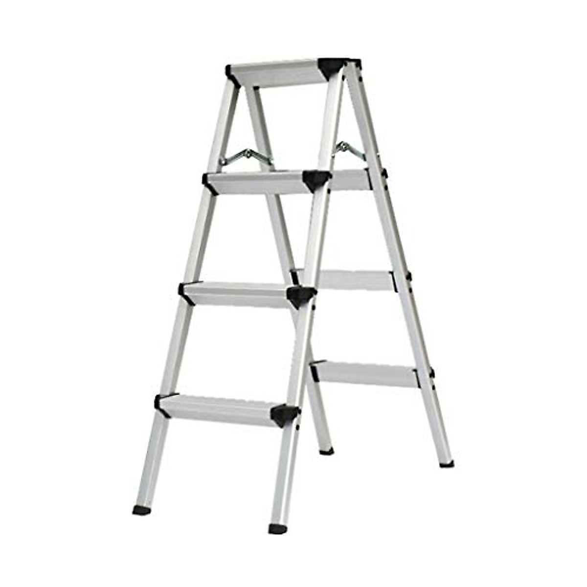 PENGJIE Folding Ladder Step Stool Ladder Stool 4 Step Folding Aluminum Heavy Duty Steel Portable Anti Slip Mat Tread Compact 150 Kg Capacity