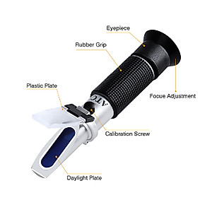 Brix Meter Refractometer 0~32%, LEERCHUANG Handheld Brix Refractometer Sugar Content Test, High Accurate Brix Measurement with ATC for Fruit Beverages & Juice