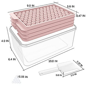 Toobimen Mini Ice Cube Trays, 4 Pack Small Ice Cube Tray with Lid and Bin, 104x4 PCS Ice Ball Maker Mold, Crushed Ice Trays Easy Release for Chilling Drinks, Coffee, Cocktail, Juice (Pink)