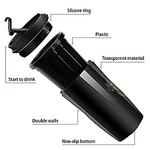 Ornate Amulet Hamsa Hand of Fatima Water Bottle Double Wall Tumbler Cup with Lid Reusable Coffee Mug for Tea Coffee 250ml