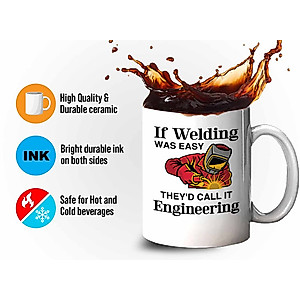 Bubble Hugs Welder Coffee Mug 11oz White - If Welding Was Easy - Welding Metal Worker Mechanic Engineer Gifts for Men Husband Dad