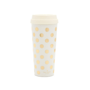 Kate Spade New York Women's Insulated Thermal,Acrylic,Travel Mug Tumbler, 16 Ounces, Gold Dot