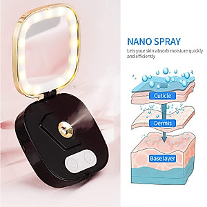 Illuminated Makeup Mirror 3 Mode Led Makeup Mirror Nano Moisturizing Facial Humidification Spray
