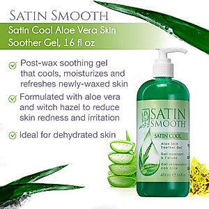 SATIN SMOOTH Aloe Vera Gel, Post-Wax Soothing Formula to Reduce Redness and Soothe Irritated Skin, Hydrating Care for Face, Body, and Hair, 16 fl oz.