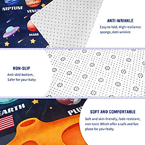 LTKOUGFAM Outer Space Kids Rug for Playroom Solar System Educational Rug Kids Baby Floor Mat, Kids Classroom Rug Play Carpet for Children Bedroom Playroom (78.7X59 in)