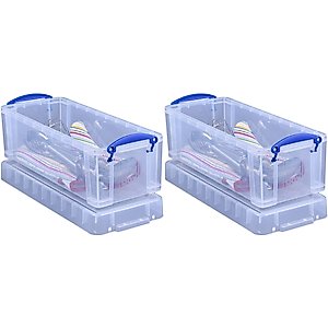 Really Useful Box Plastic Storage Box, 6.5 Liters, 17 1/2" x 7" x 6 1/4", Clear (Two Pack)