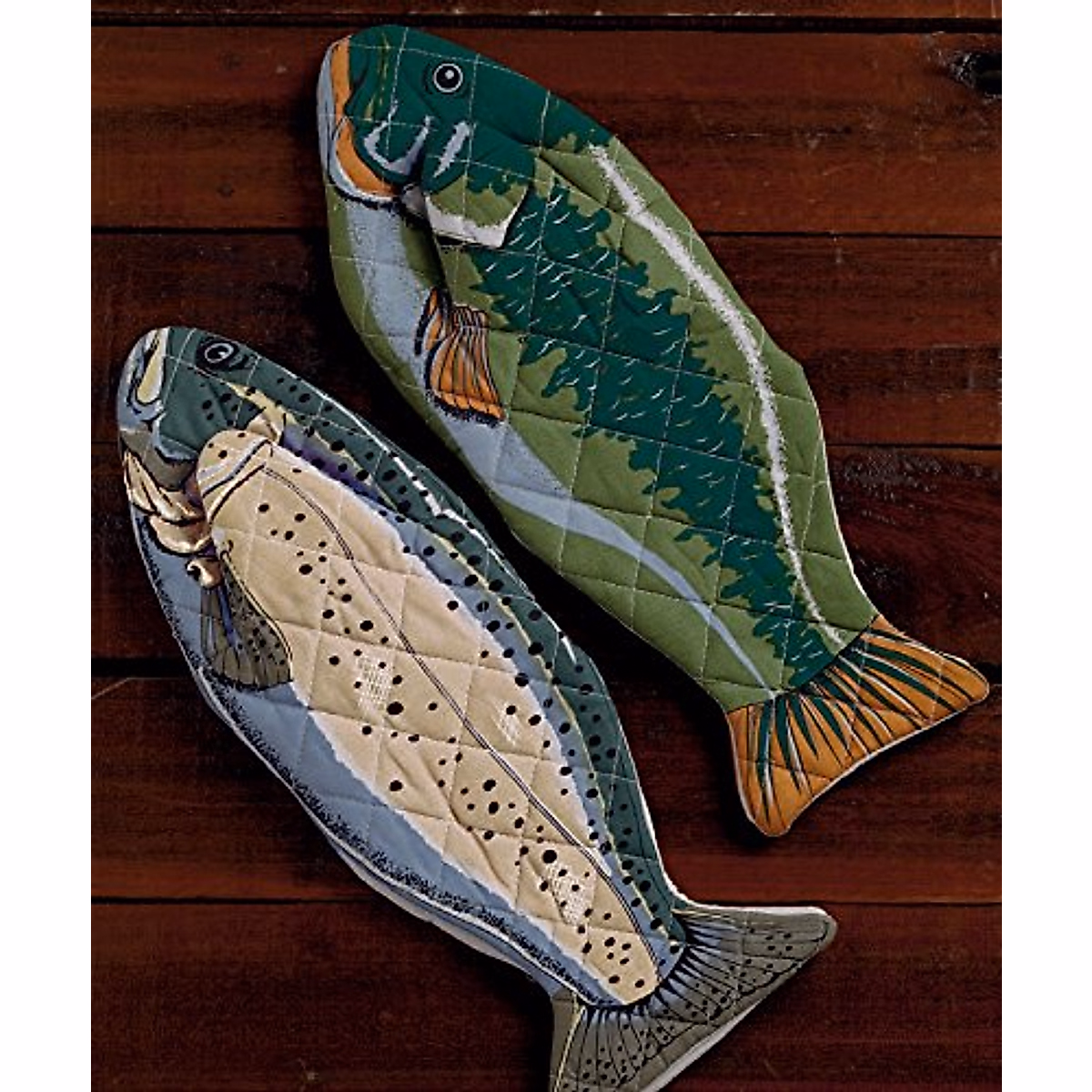 DII Cotton Lake House Fish Oven Mitts, 6 X 16.5 Set of 2, Machine Washable and Heat Resistant for Kitchen Cooking and Baking