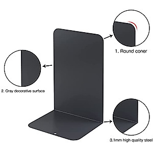 MSDADA Bookends, Book Ends for Book Shelves, Bookends for Office, Book Ends for Heavy Books, Metal Bookend Supports, Modern Minimalist Style Bookends, Black (1Pairs/2Pcs)