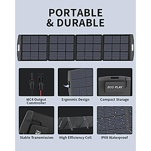 Solar Panel, Foldable Portable Solar Panel Battery Charger Kit with Adjustable Kickstand, Wire Storage Bag, MC4 Cable, IP67 Waterproof for Portable Power Station Camping Tent Home Off-Grid RV (200W)