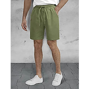 2023 Stylish Mens Chino Shorts Casual Dress Shorts Stretch Summer Twill Linen Shorts Drawstring Golf Shorts(Green,3XL)