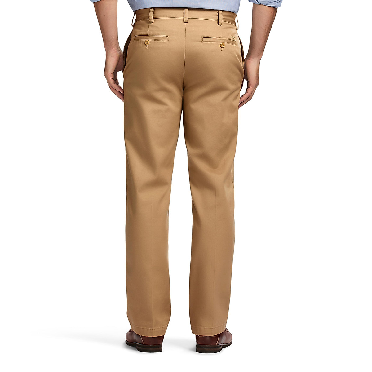 IZOD Men's American Chino (Inert Flat-Front or Pleated) Classic-Fit Pants, English Khaki, 34W x 32L