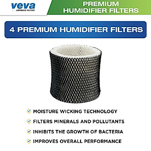 VEVA 4 Pack Premium Humidifier Filters Replacement for Holmes Filter B, HWF64, and Other Sunbeam Bionaire Cool Mist Humidifiers