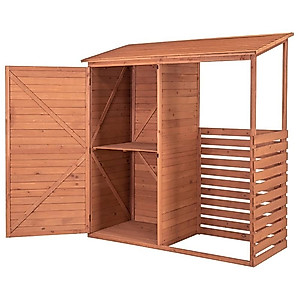 Pemberly Row Combination Firewood and Storage Shed in Medium Brown
