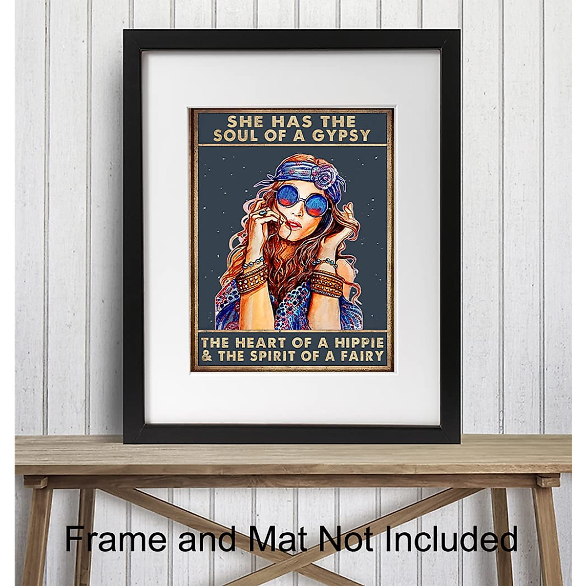 Hippie Boho Positive Quotes Wall Decor - Inspirational Motivational Wall Art Poster - Encouragement Gifts for Women - Bohemian Rustic Country Sunflower Decoration - Girls Teens Bedroom Home Office