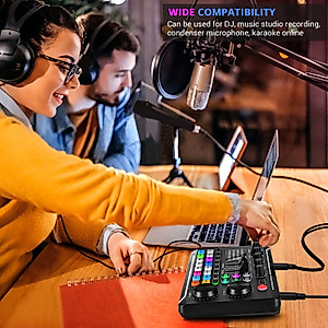 Facmogu F998 Live Sound Card Audio Mixer, Podcast Audio Interface with DJ Mixer Effects, Voice Changer with Sound Effects for Karaoke Tiktok YouTube Live Streaming Record Gaming